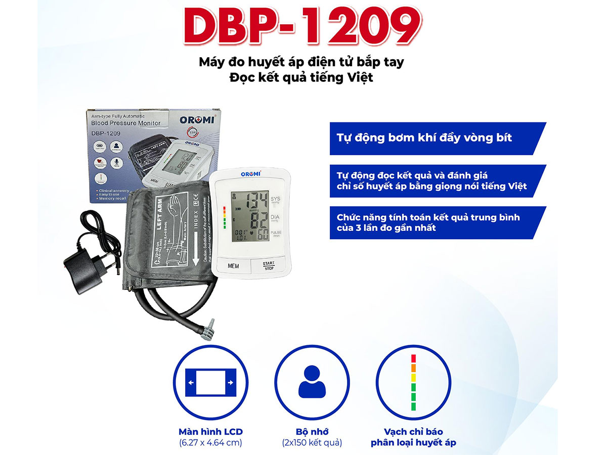 Máy đo huyết áp điện tử bắp tay Oromi DBP-1209 - META.vn