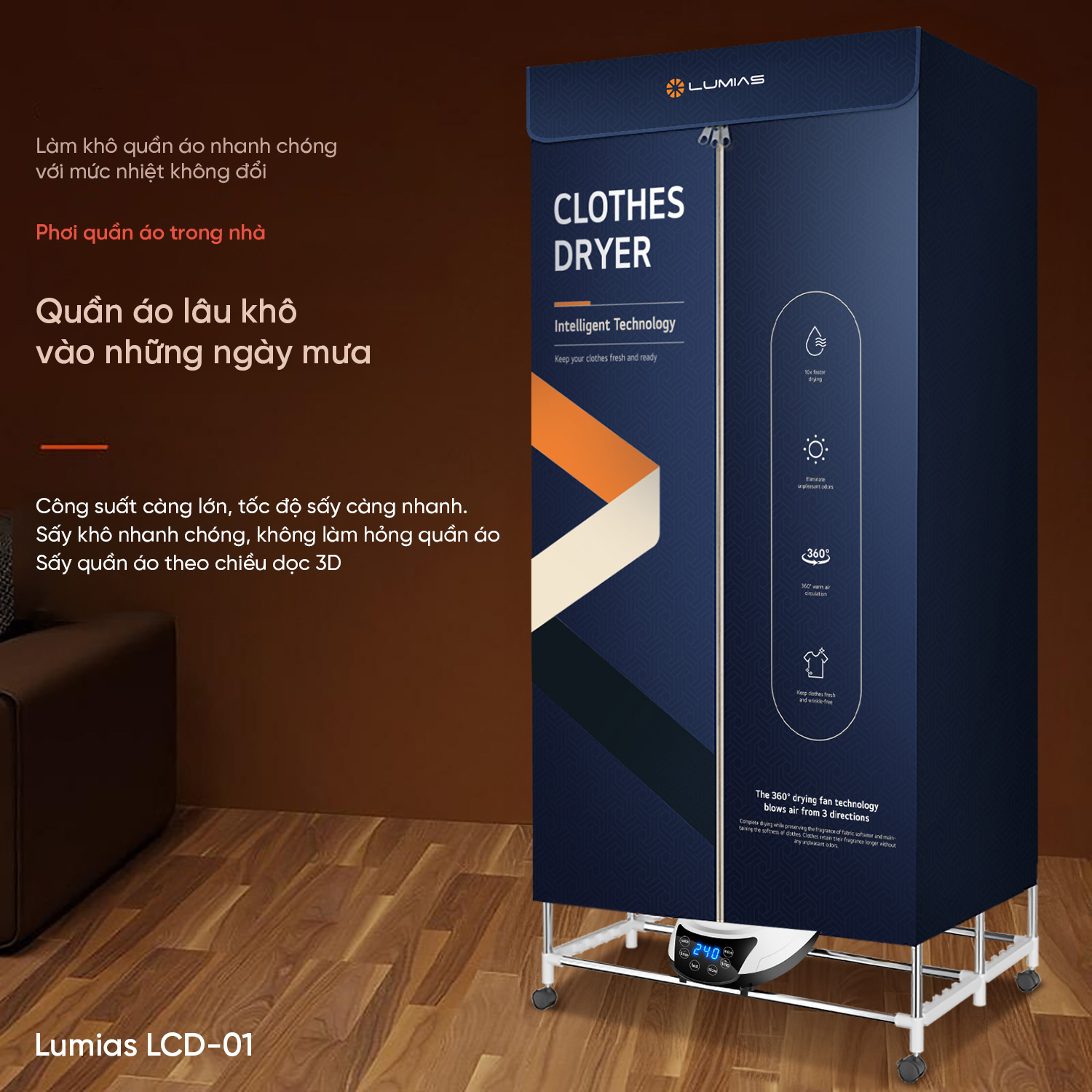 Tủ sấy quần áo Lumias LCD-01 - 1.500W, 8kg - META.vn