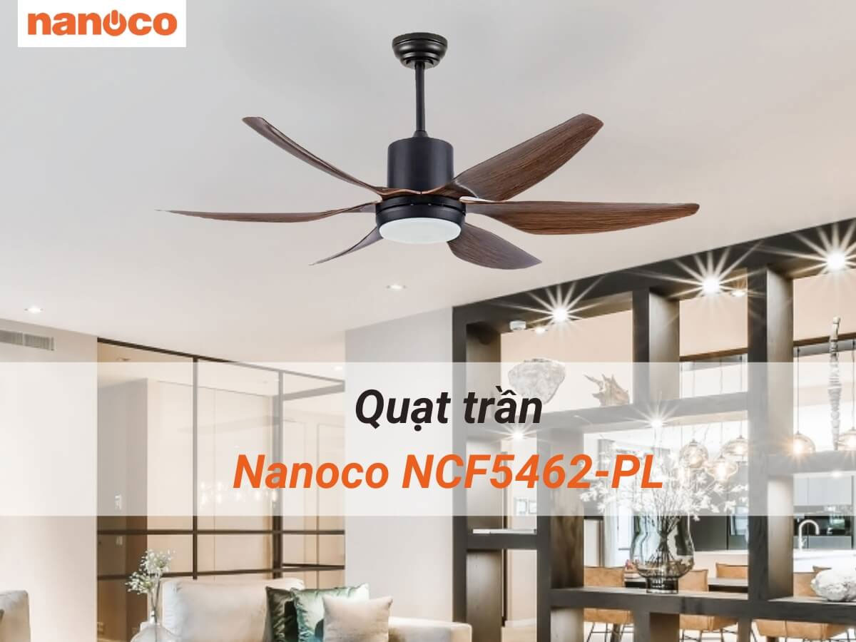 Quạt trần 6 cánh Nanoco NCF5462-PL đèn Led - META.vn