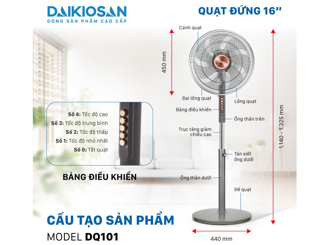 Quạt điện đứng lifestyle Daikiosan DQ101 - META.vn