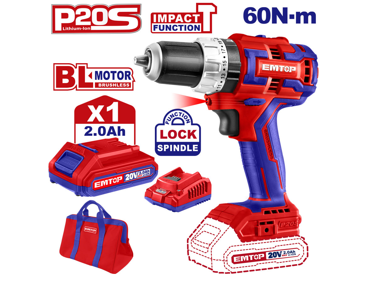 Máy khoan 3 chức năng dùng pin 20V Emtop ECIDL20602 - META.vn