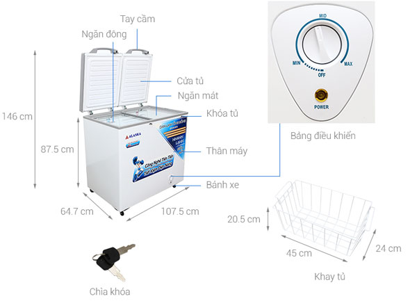 Tủ đông Alaska BCD-3568C 350 lít (1 ngăn đông, 1 ngăn mát) - META.vn