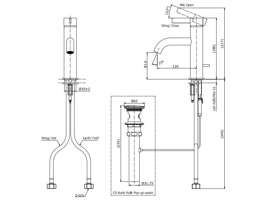 Vòi Lavabo Toto TLG11301V nóng lạnh - META.vn