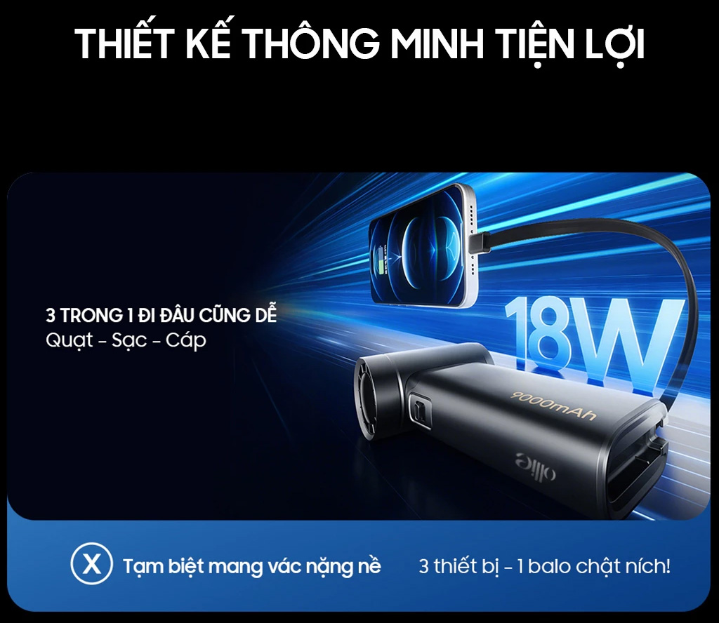 Quạt đa năng kiêm sạc dự phòng Ollie Fan-Engine Power - META.vn