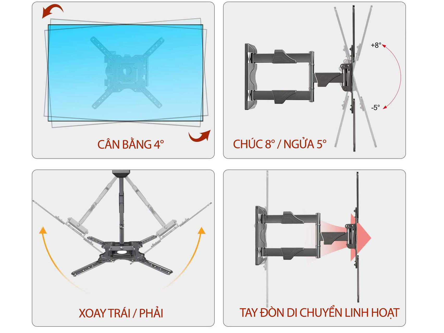 Giá treo Tivi Ergotek E85 - Xoay đa năng (32 inch - 65 inch) - META.vn