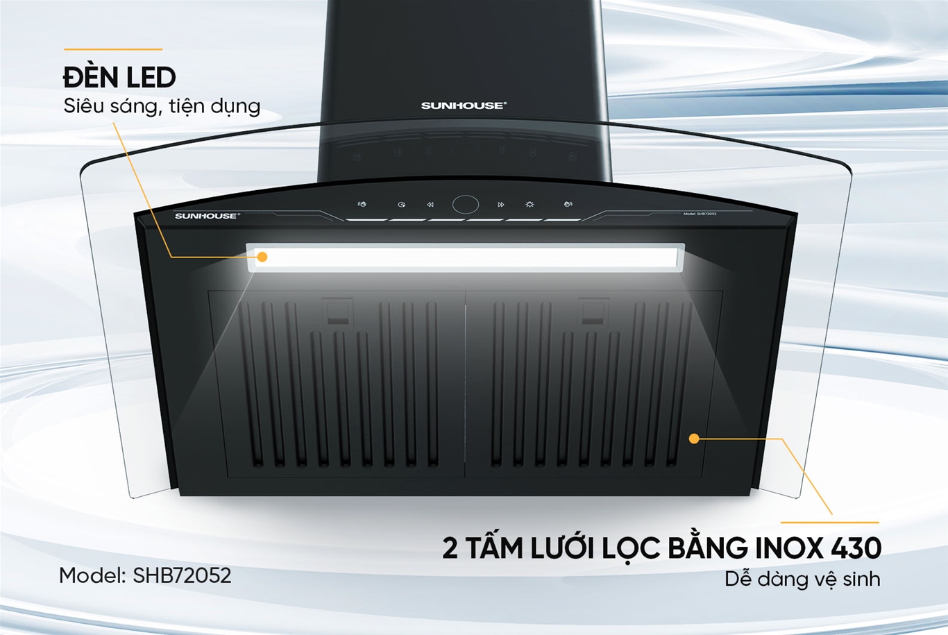 Máy hút mùi kính cong Sunhouse SHB72052 - META.vn