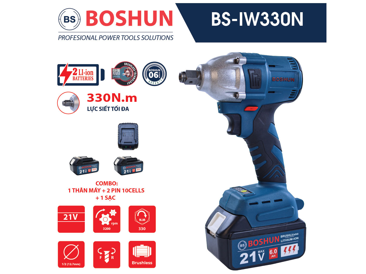 Máy siết bu lông Boshun BS-IW330N - META.vn