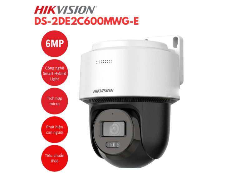 Camera IP Mini PT Smart Hybird Light 6MP Hikvision DS-2DE2C600MWG-E ...